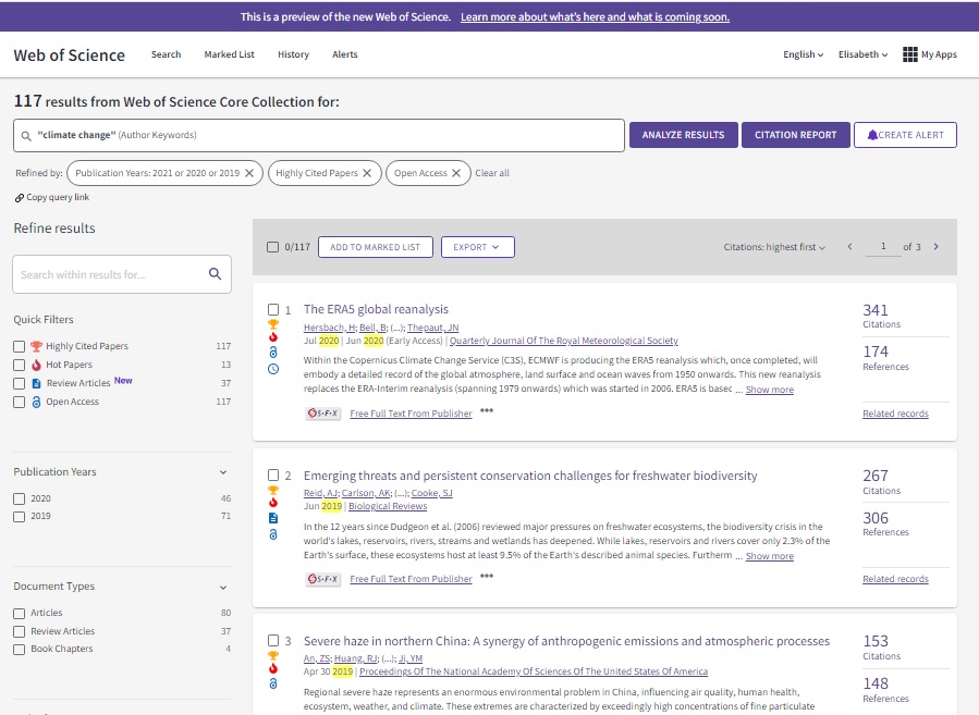 Base de Dados Web of Science apresenta nova interface e funcionalidades ...